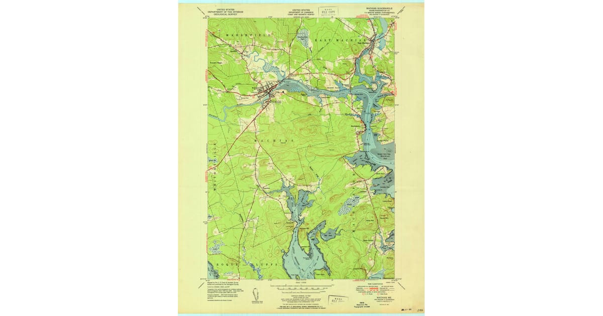 1951 Map of Machias, Washington County, ME — High-Res | Pastmaps