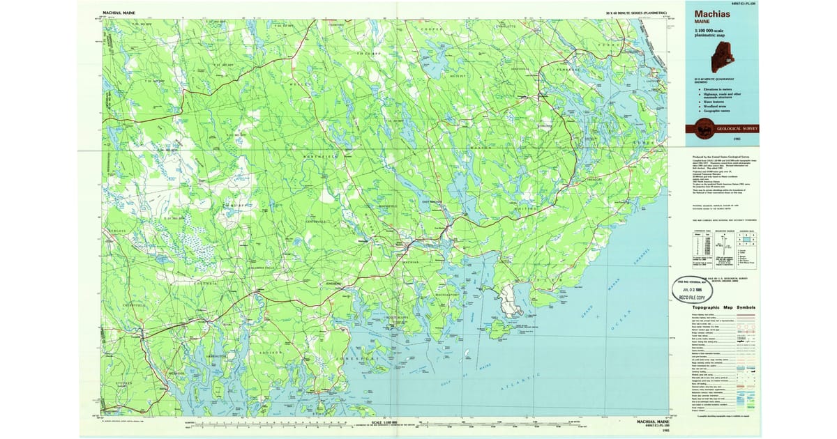 1985 Map of Machias, Washington County, ME — High-Res | Pastmaps