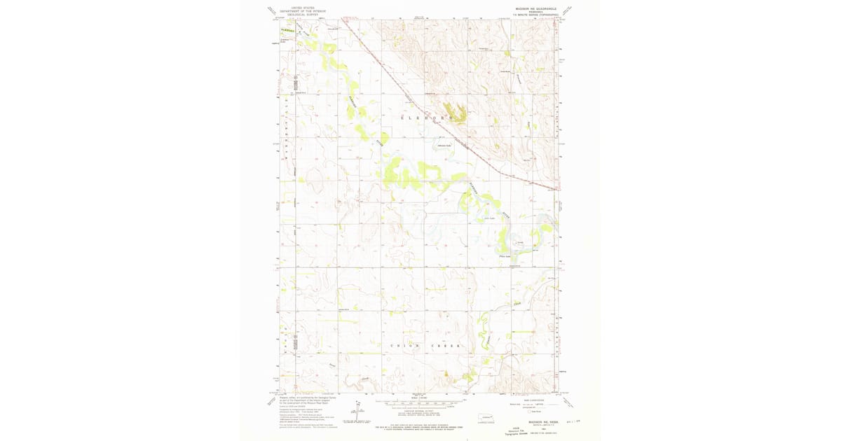 1963 Map of Madison NE, Stanton County, NE — High-Res, 1976 Print ...