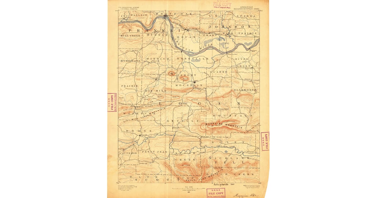 1890 Map of Magazine Mountain, Logan County, AR — High-Res | Pastmaps