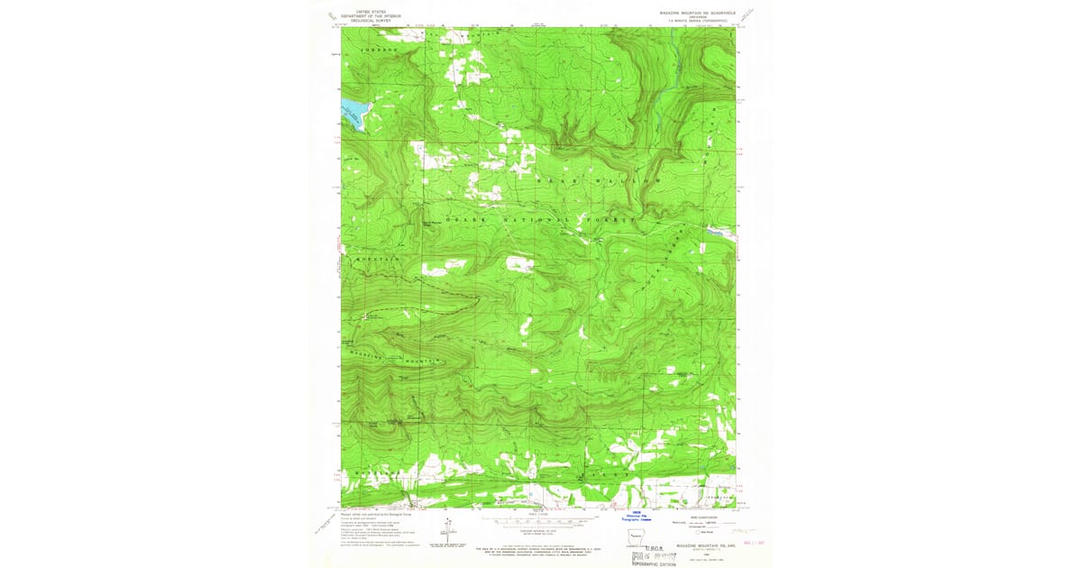 1966 Map of Magazine Mountain NE, Logan County, AR — High-Res | Pastmaps