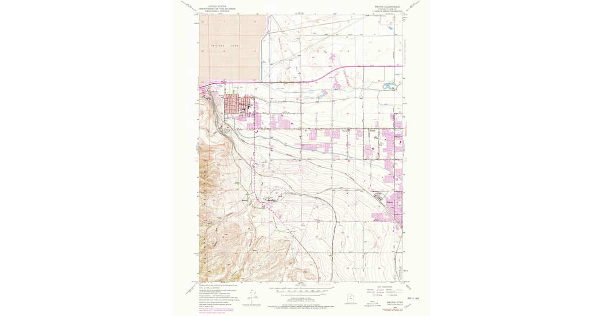 1952 Map of Magna, UT — High-Res, 1975 Print | Pastmaps