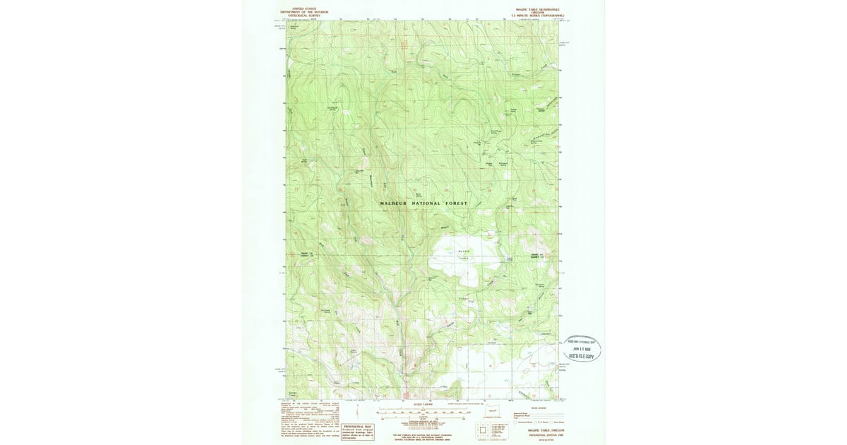 1988 Map of Magpie Table, Grant County, OR — High-Res | Pastmaps