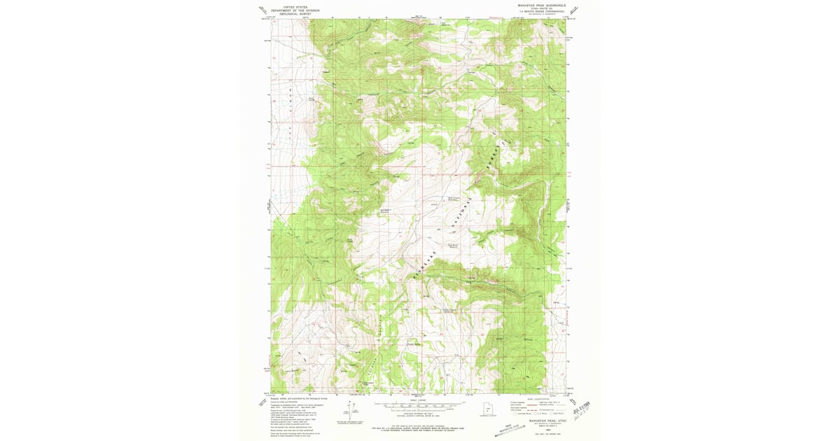 1980 Map of Mahustan Peak, Piute County, UT — High-Res | Pastmaps