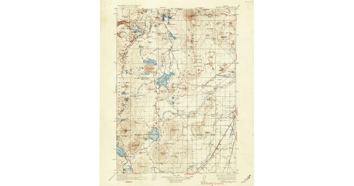 1934 Map of Maiden Peak, Deschutes County, OR — High-Res | Pastmaps
