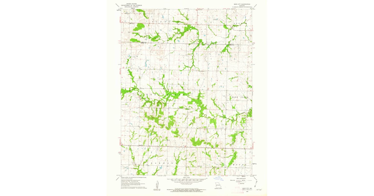 1961 Map of Main City, Bates County, MO — High-Res | Pastmaps