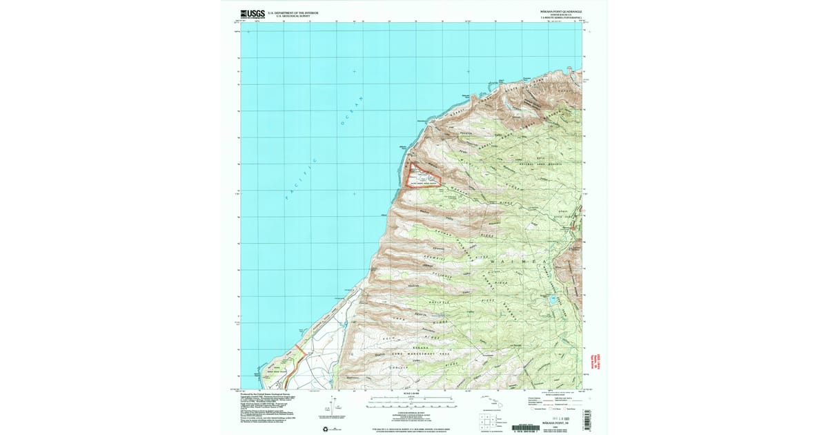 1991 Map of Makaha Point, Kauai County, HI — High-Res | Pastmaps