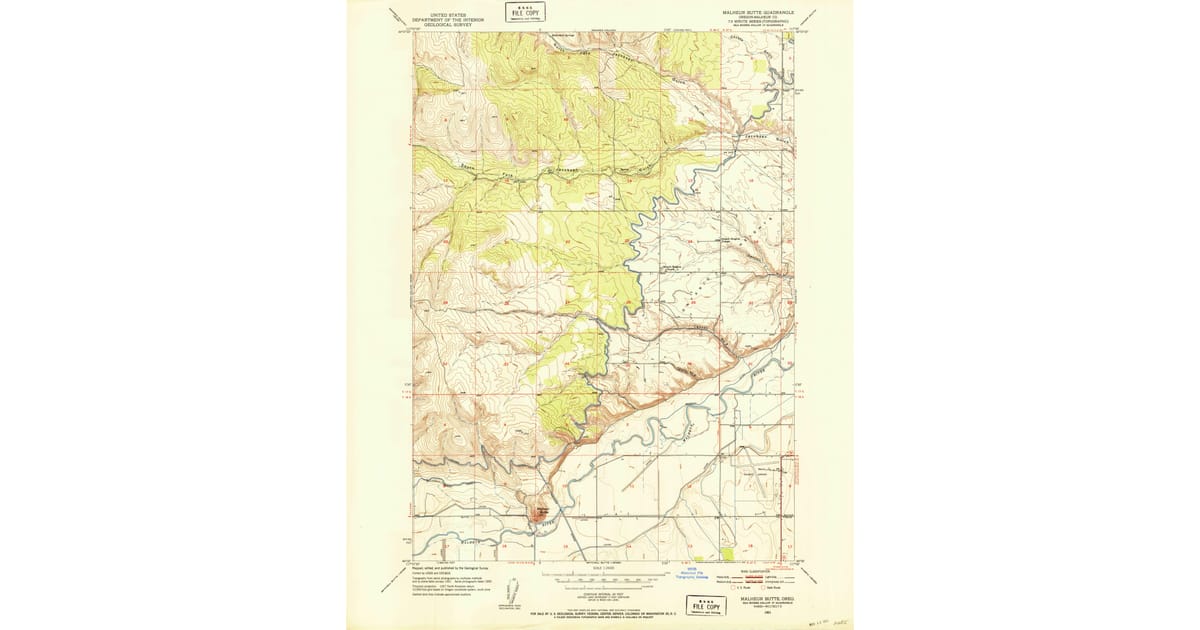 1951 Map of Malheur Butte, Malheur County, OR — High-Res | Pastmaps