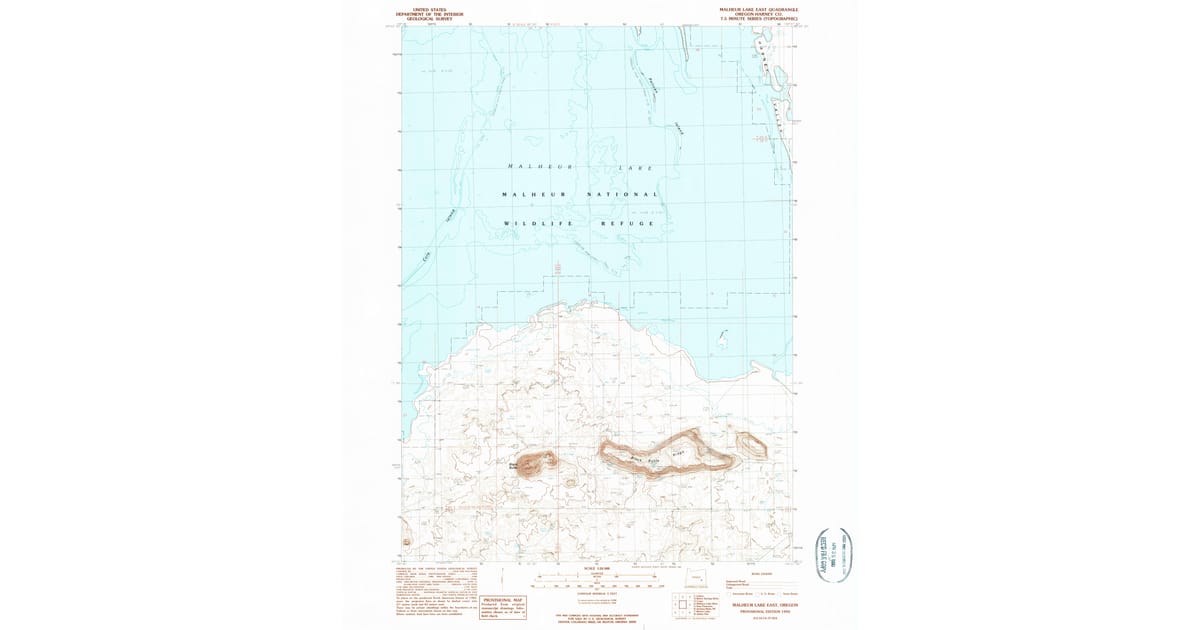 1990 Map of Malheur Lake East, Harney County, OR — High-Res | Pastmaps