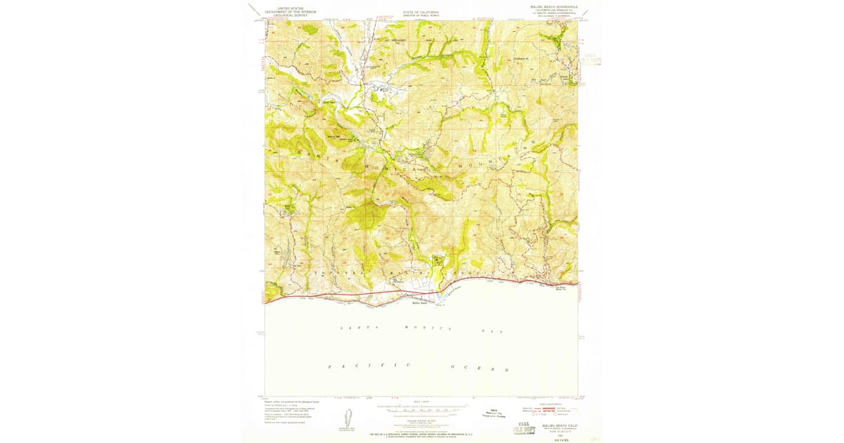 1950 Map of Malibu Beach, Los Angeles County, CA — High-Res | Pastmaps