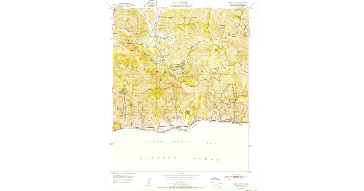 1951 Map of Malibu Beach, Los Angeles County, CA — High-Res | Pastmaps