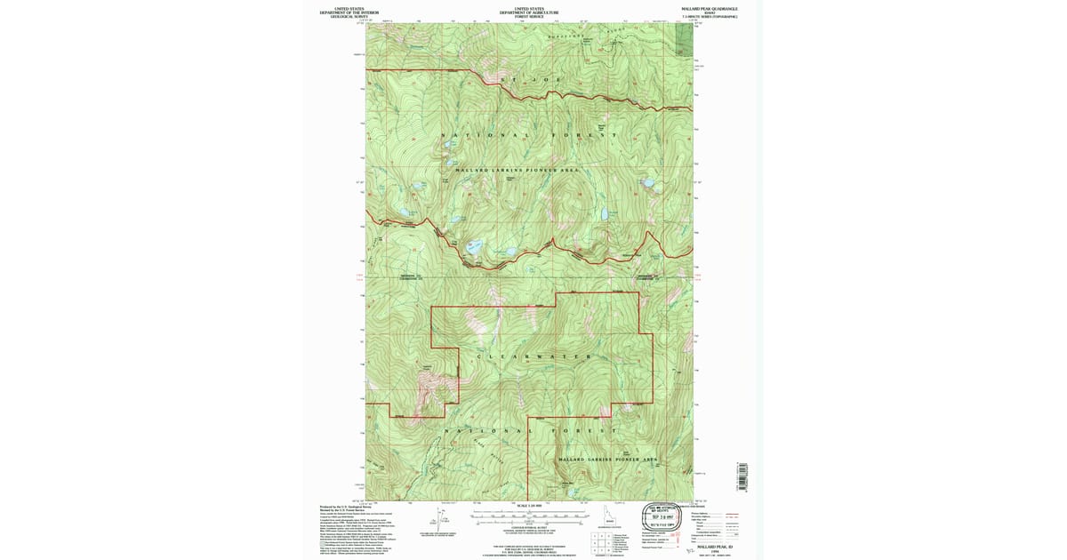 1994 Map of Mallard Peak, Shoshone County, ID — High-Res | Pastmaps