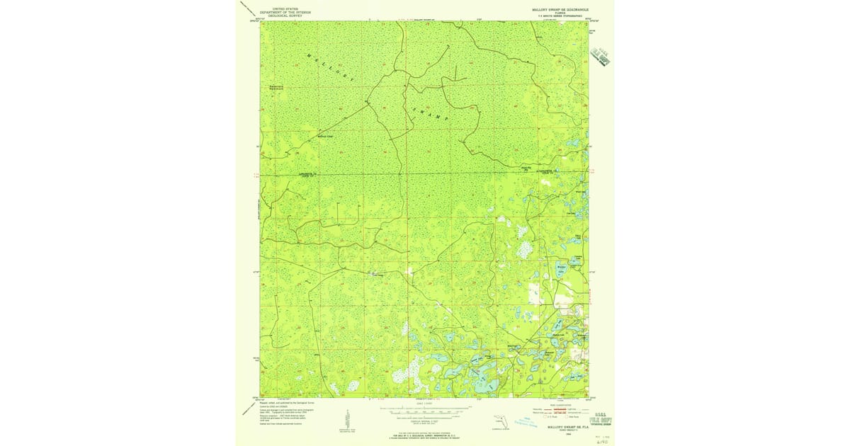 1954 Map of Mallory Swamp SE, Dixie County, FL — High-Res | Pastmaps
