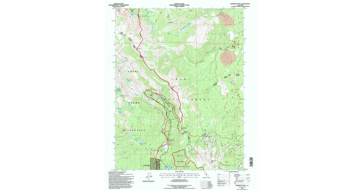 1994 Map of Mammoth Mtn, Mono County, CA — High-Res | Pastmaps