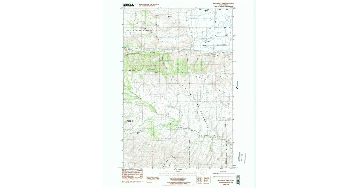 1984 Map of Manastash Creek, Kittitas County, WA — High-Res | Pastmaps