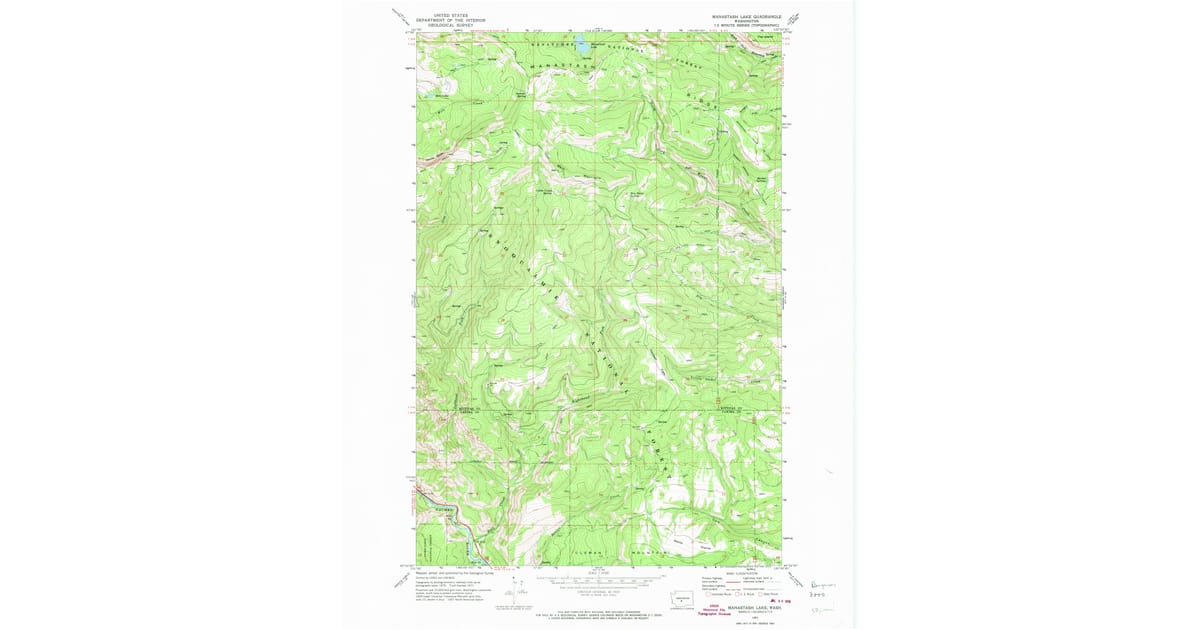 1971 Map of Manastash Lake, Kittitas County, WA — High-Res | Pastmaps