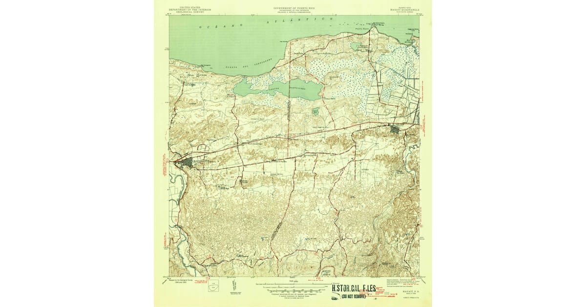 1946 Map of Manati, Manatí Municipio, PR — High-Res, 1946 Print #3 ...
