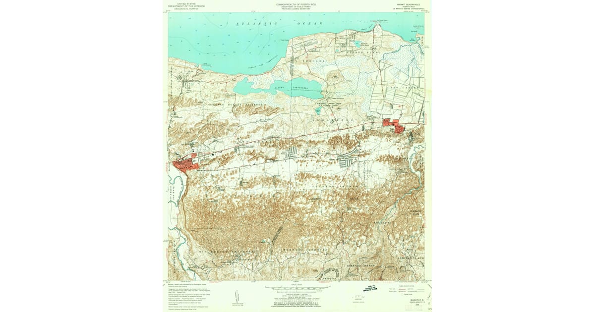 1958 Map of Manati, Manatí Municipio, PR — High-Res, 1965 Print #2 ...