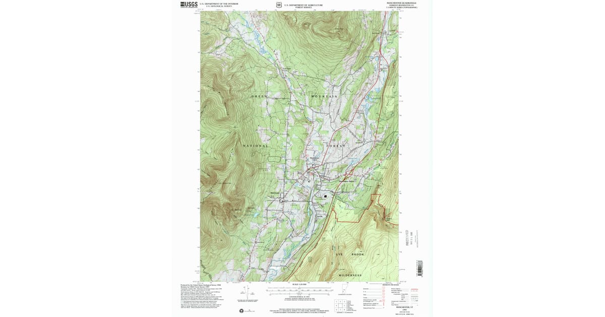 1997 Map of Manchester, Bennington County, VT — High-Res | Pastmaps