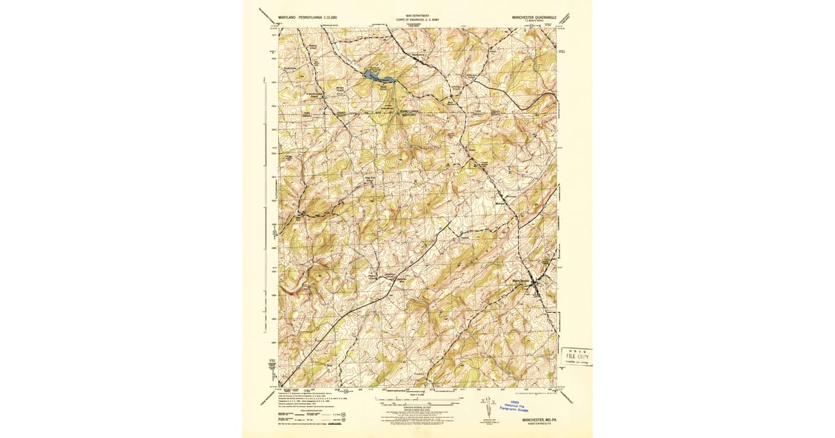 1944 Map of Manchester, MD — High-Res | Pastmaps