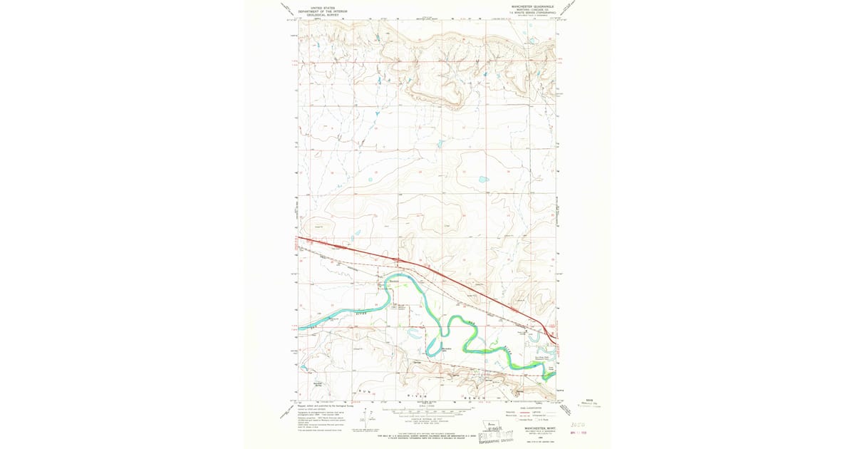 1965 Map of Manchester, Cascade County, MT — High-Res | Pastmaps