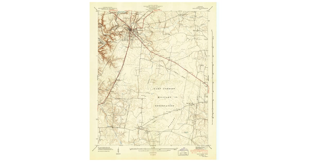 1941 Map of Manchester, TN — High-Res | Pastmaps