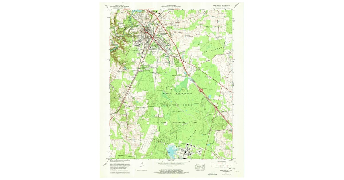 1972 Map of Manchester, TN — High-Res | Pastmaps
