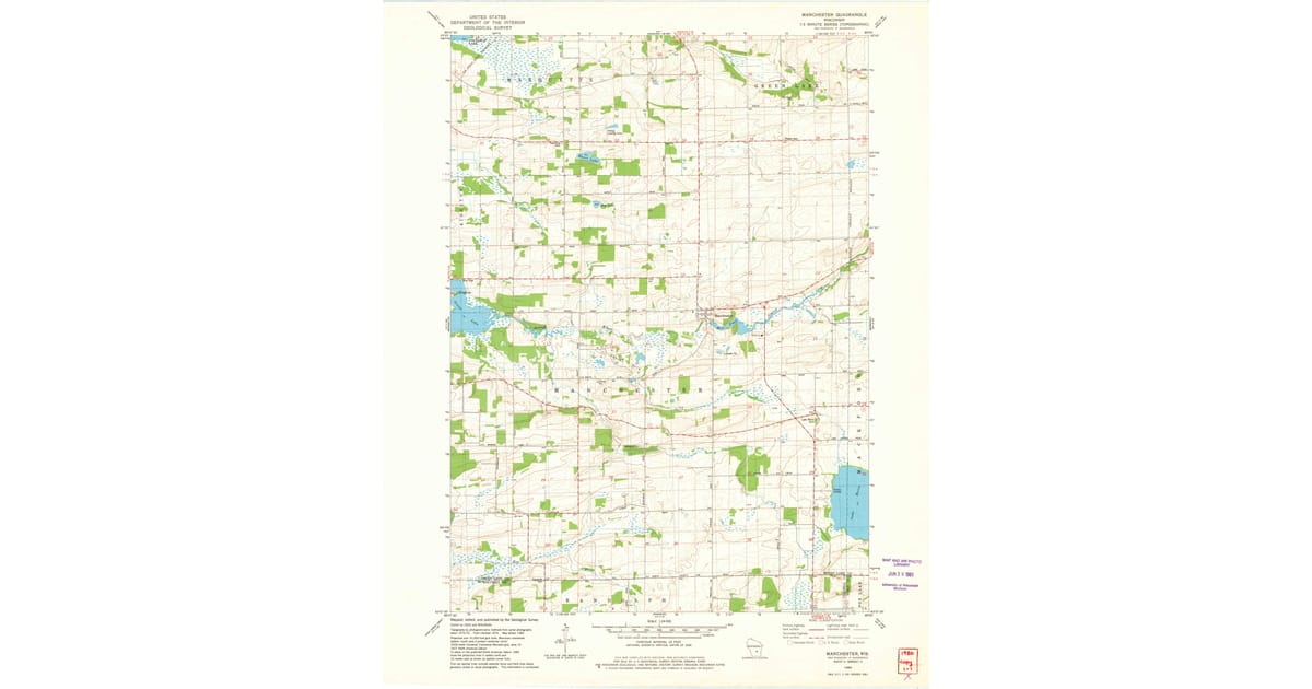 1980 Map of Manchester, Green Lake County, WI — High-Res | Pastmaps