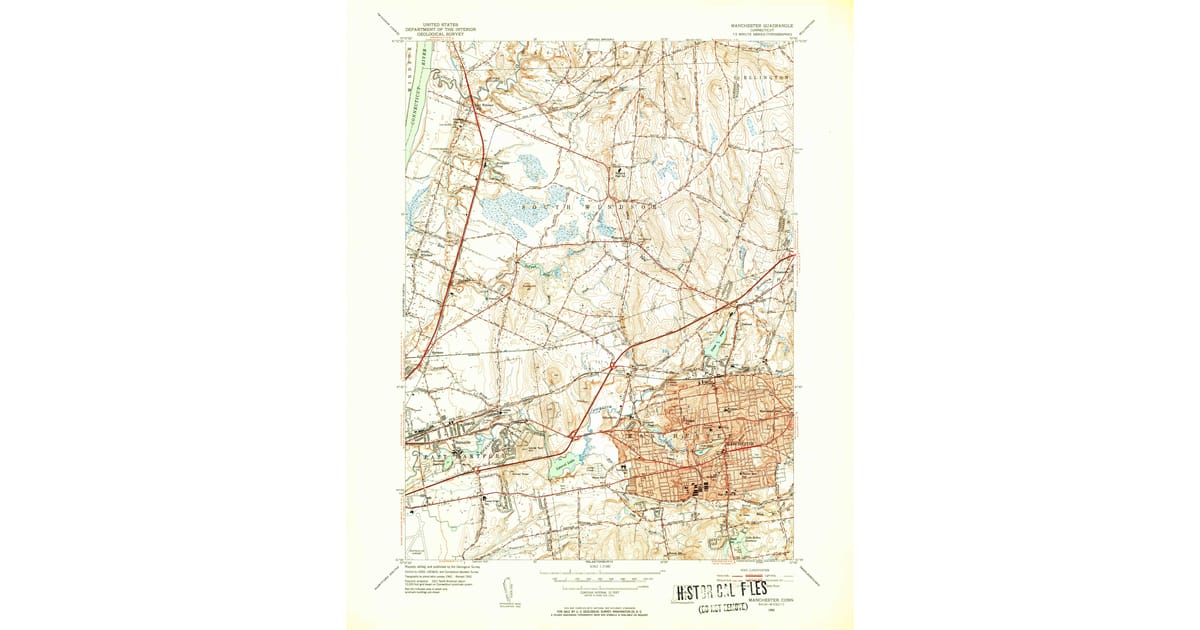 1952 Map of Manchester, Hartford County, CT — High-Res | Pastmaps