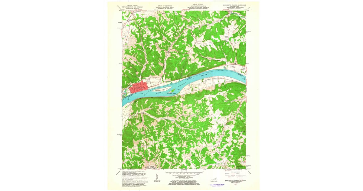 1961 Map of Manchester Islands, Lewis County, KY — High-Res | Pastmaps
