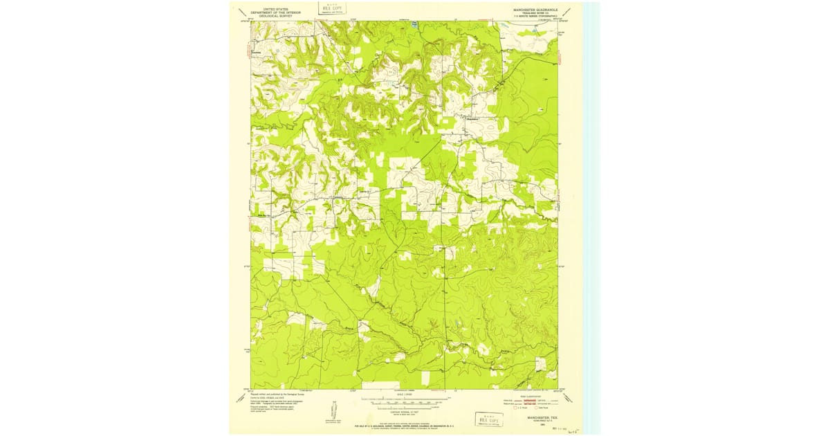 1951 Map of Manchester, Red River County, TX — High-Res | Pastmaps