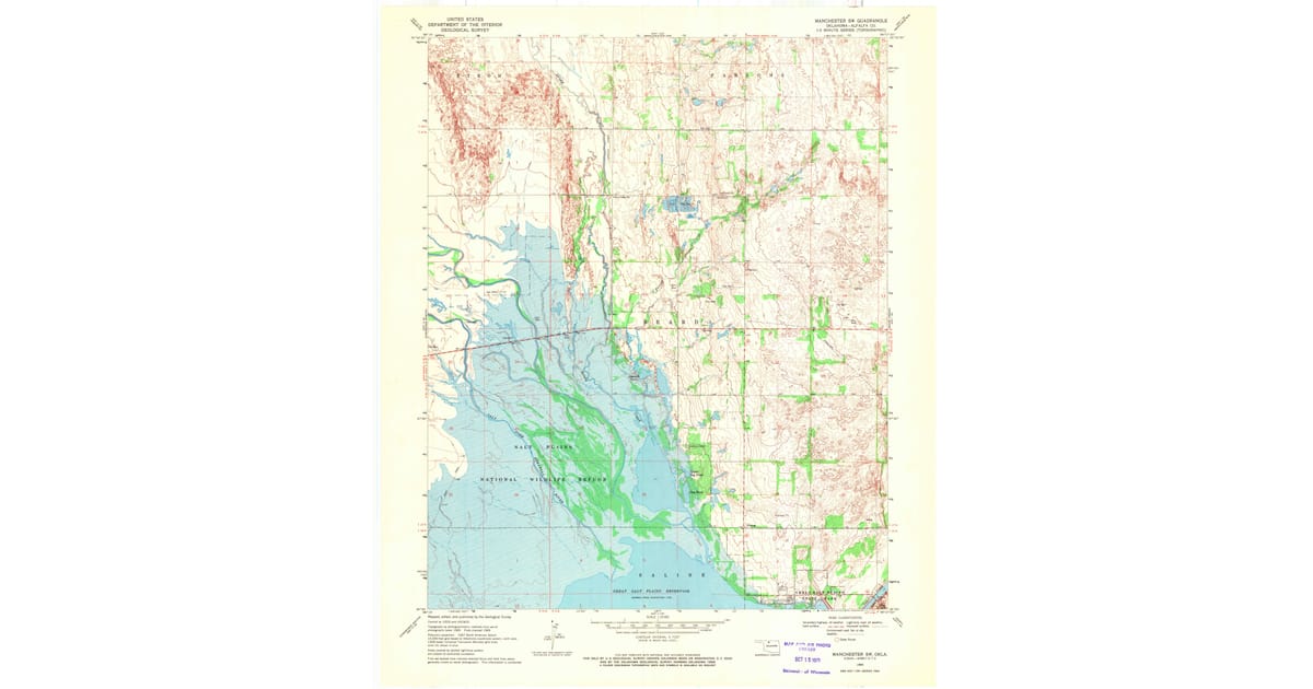 1969 Map of Manchester SW, Alfalfa County, OK — High-Res | Pastmaps