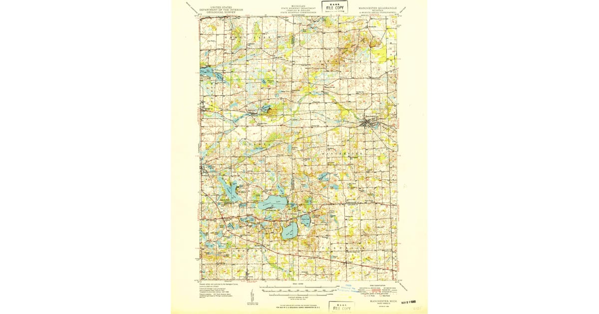 1949 Map of Manchester, MI — High-Res | Pastmaps