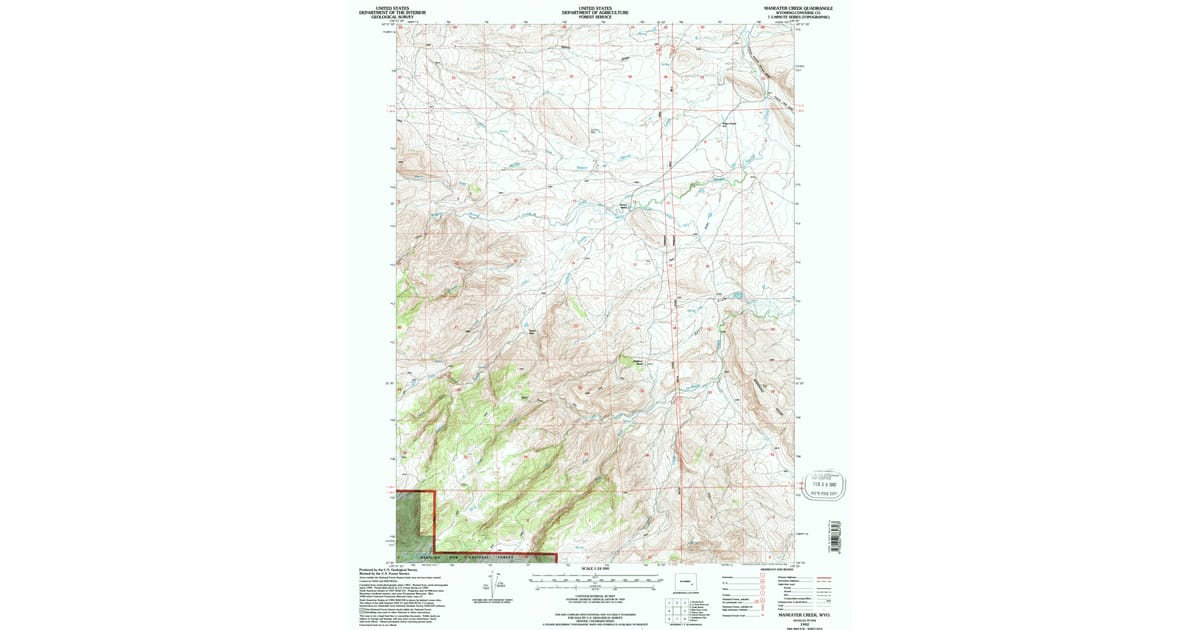 1992 Map of Maneater Creek, Converse County, WY — High-Res | Pastmaps