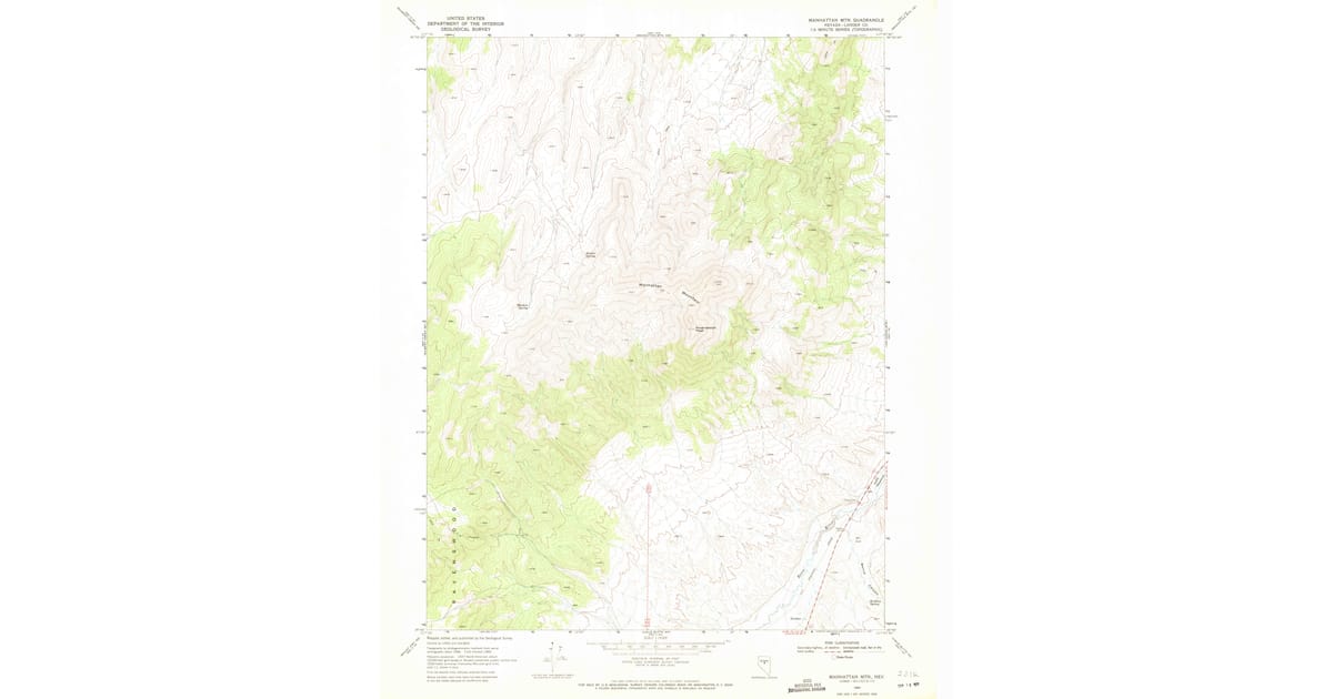 1969 Map of Manhattan Mtn, Lander County, NV — High-Res | Pastmaps