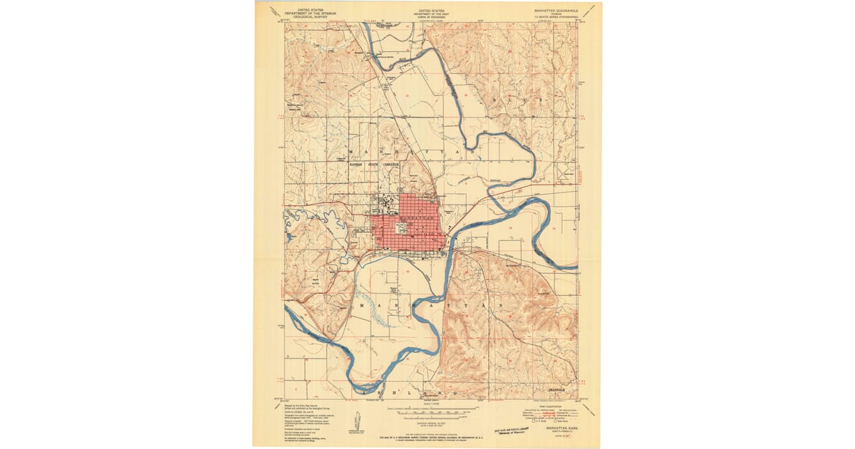 1950 Map of Manhattan, KS — High-Res, 1950 Print #2 | Pastmaps