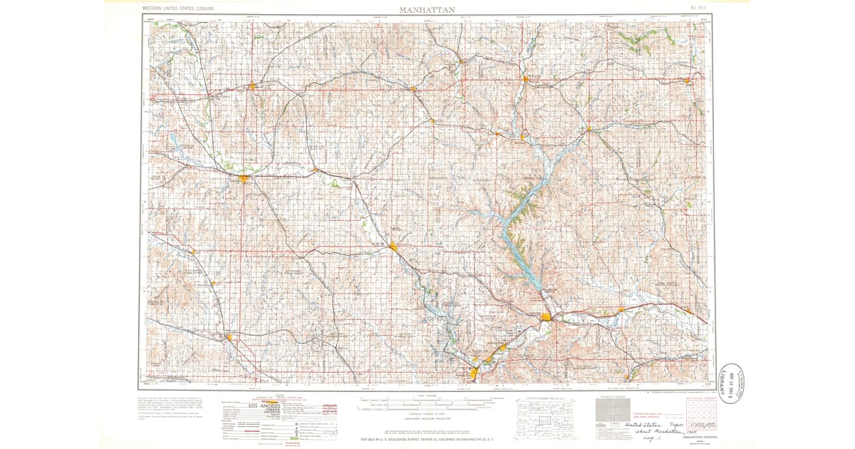 1955 Map of Manhattan, KS — High-Res, 1964 Print #3 | Pastmaps