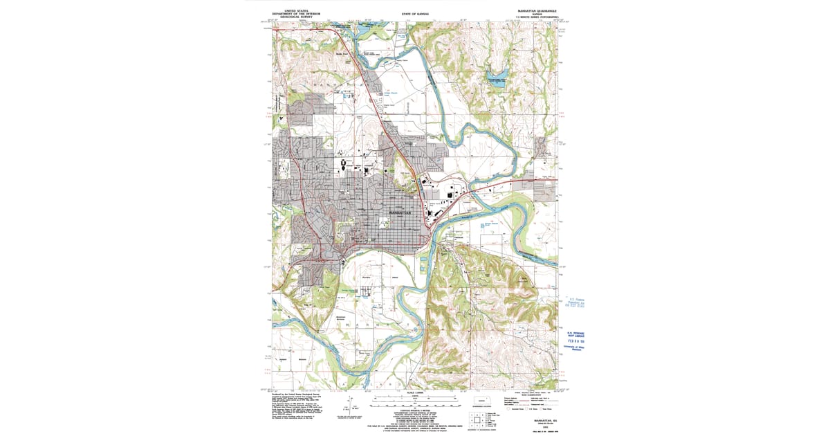 1991 Map of Manhattan, KS — High-Res | Pastmaps