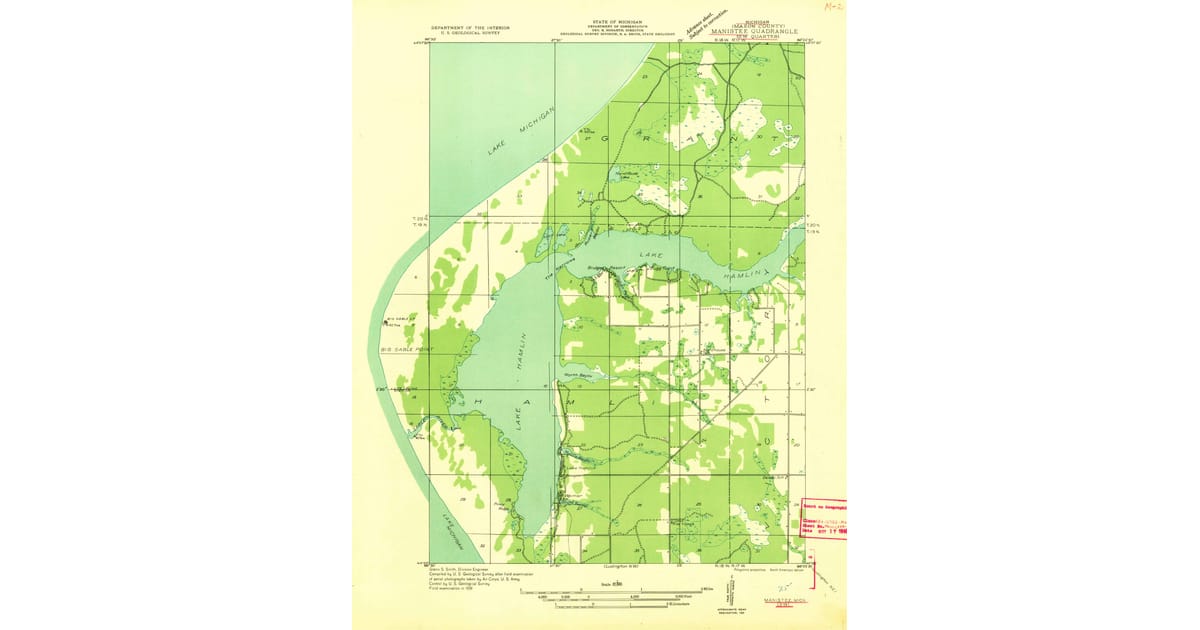 1931 Map of Manistee SW, Mason County, MI — High-Res | Pastmaps