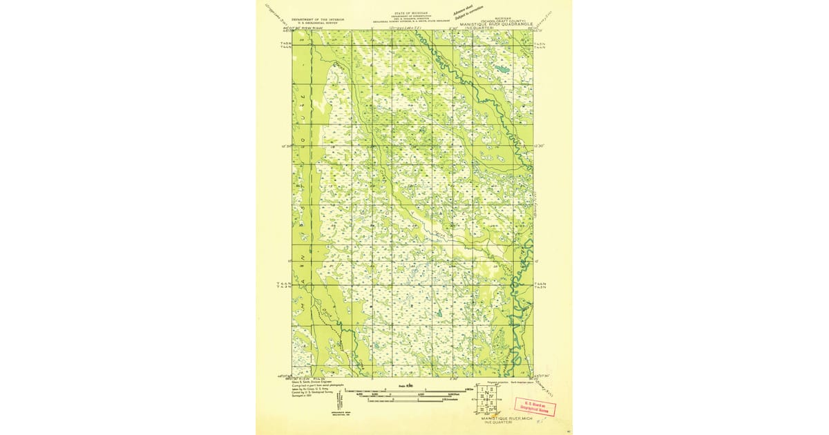 1931 Map of Manistique River NE, Schoolcraft County, MI — High-Res ...