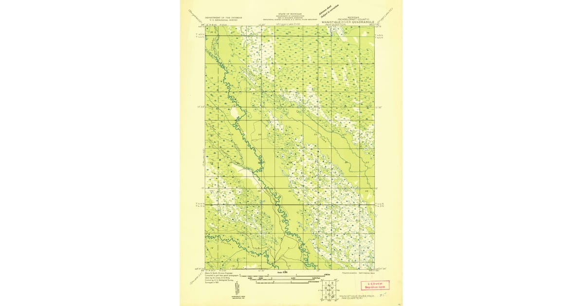 1931 Map of Manistique River NW, Schoolcraft County, MI — High-Res ...