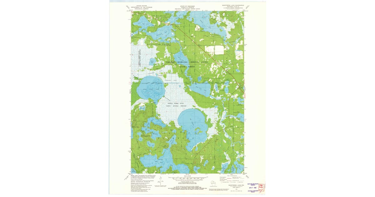 1981 Map of Manitowish Lake, Vilas County, WI — High-Res | Pastmaps