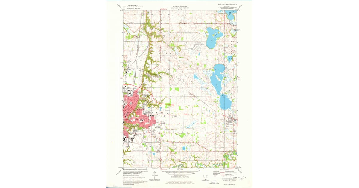 1974 Map of Mankato East, Blue Earth County, MN — High-Res | Pastmaps