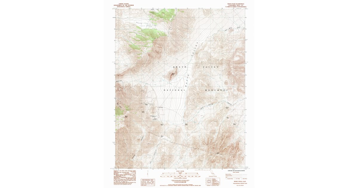 1984 Map of Manly Peak, Inyo County, CA — High-Res | Pastmaps