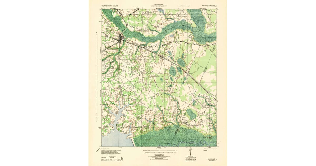 1944 Map of Manning, SC — High-Res | Pastmaps