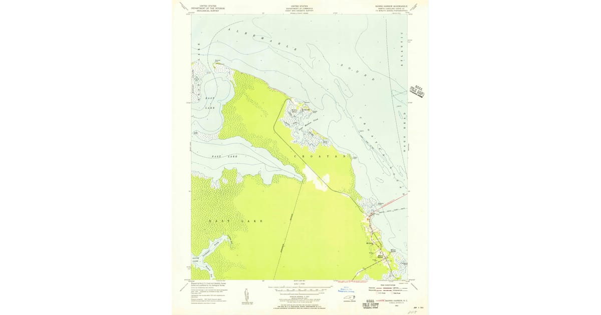 1953 Map of Manns Harbor, NC — High-Res | Pastmaps