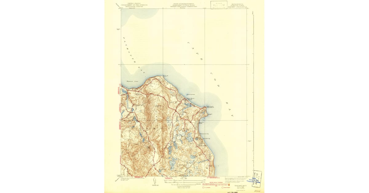 1937 Map of Manomet, Plymouth County, MA — High-Res, 1942 Print | Pastmaps