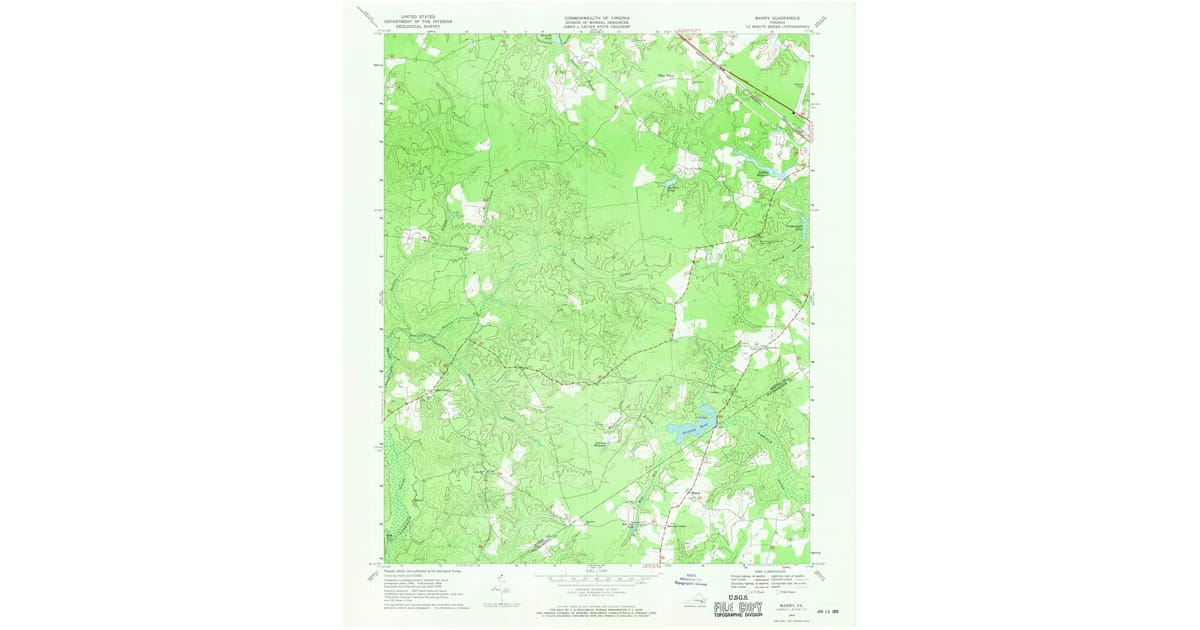 1969 Map of Manry, Sussex County, VA — High-Res | Pastmaps