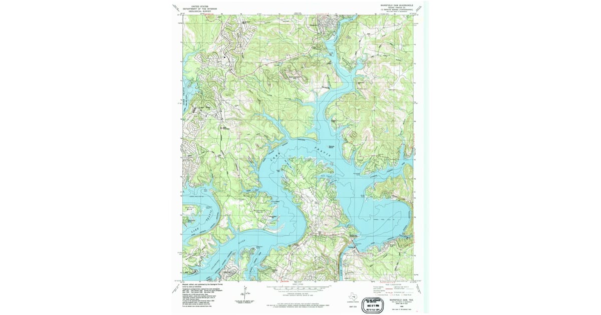 1986 Map of Mansfield Dam, Travis County, TX — High-Res | Pastmaps