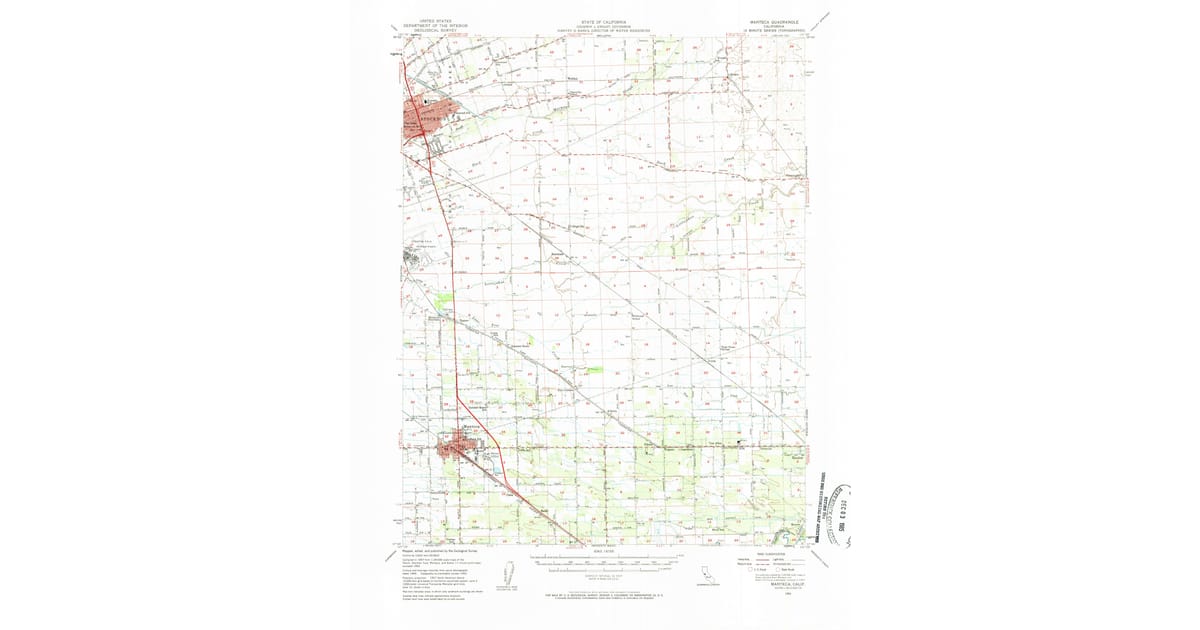 1952 Map of Manteca, CA — High-Res, 1958 Print #2 | Pastmaps